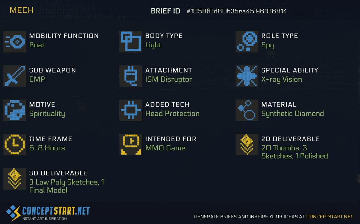 Mech Design Idea Generator for Video Games and Movies