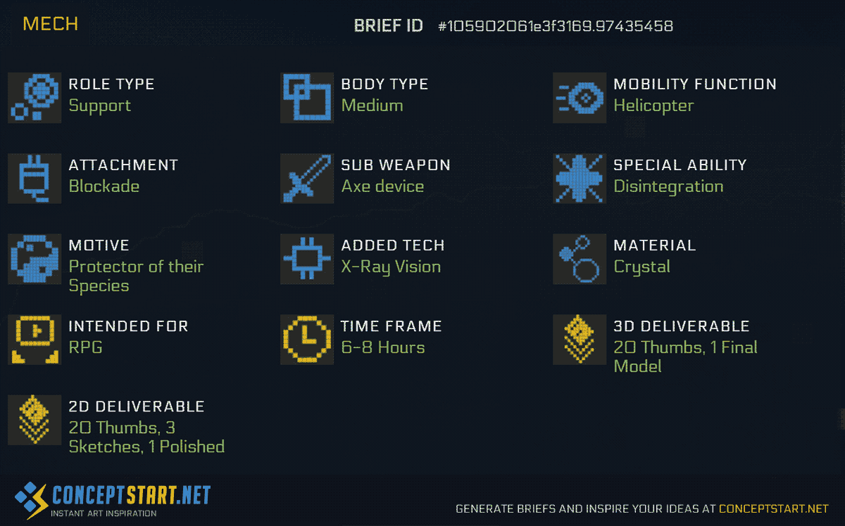 Mech Design Idea Generator for Video Games and Movies